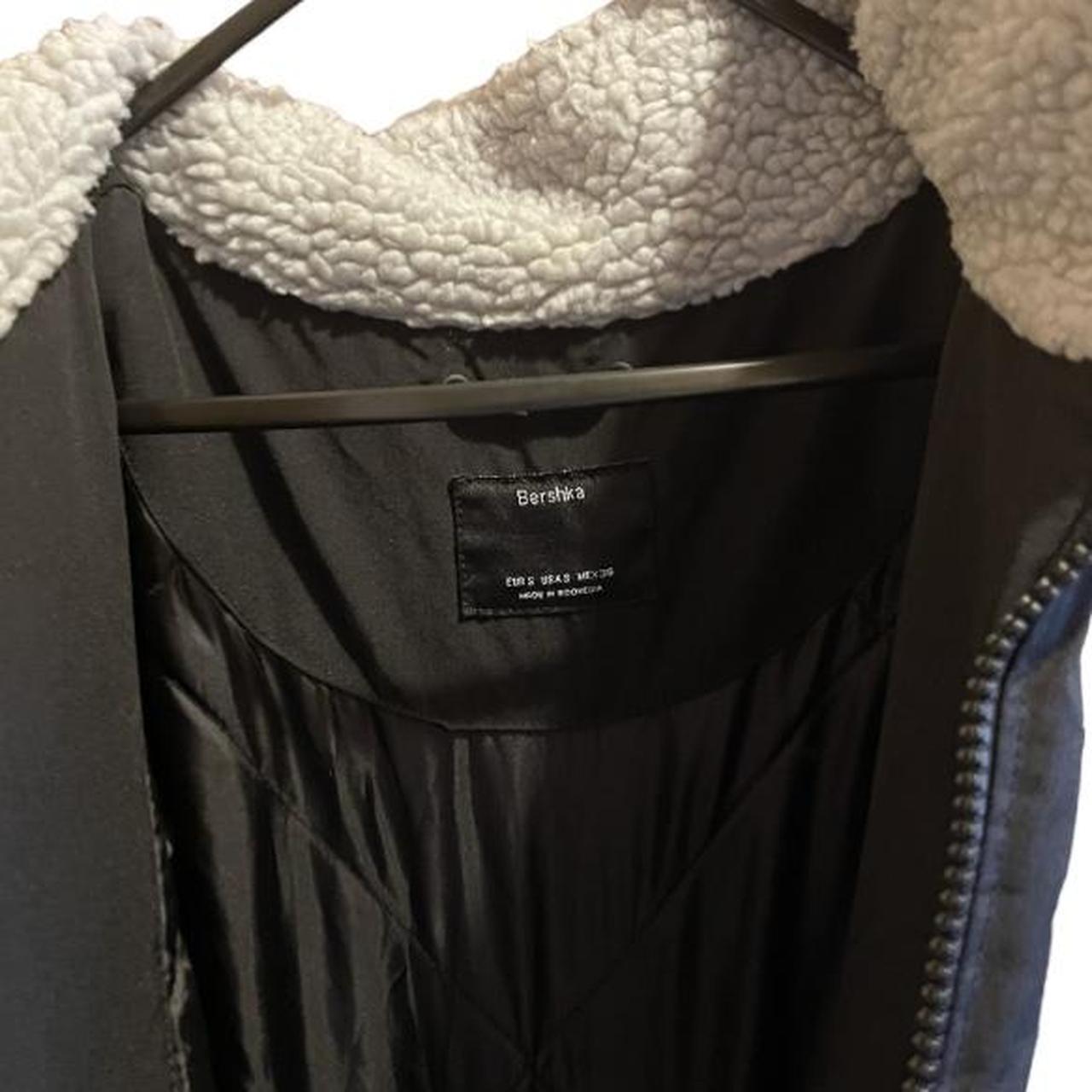 Bershka colour block jacket in black with borg... - Depop