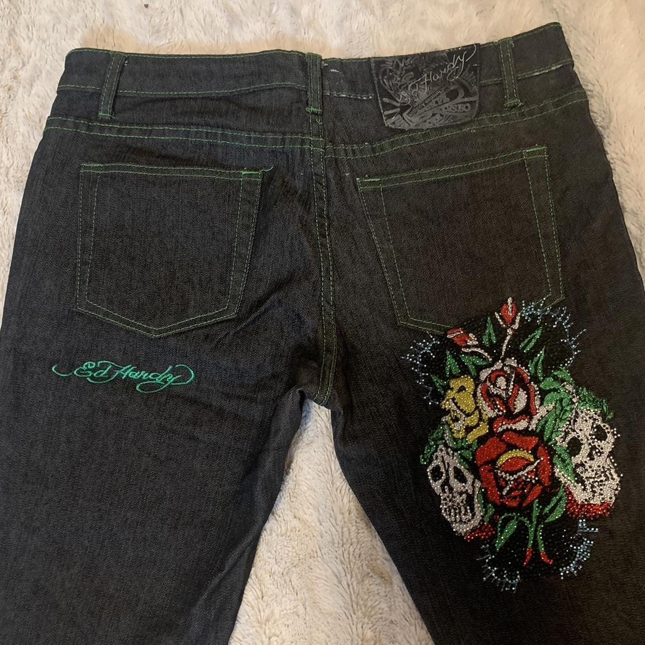 Embellished Ed Hardy jeans No flaws / embroidery... - Depop