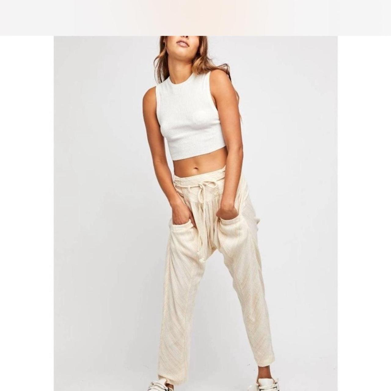 Free People Roll With It Tie Waist Drop Crotch Pants... - Depop