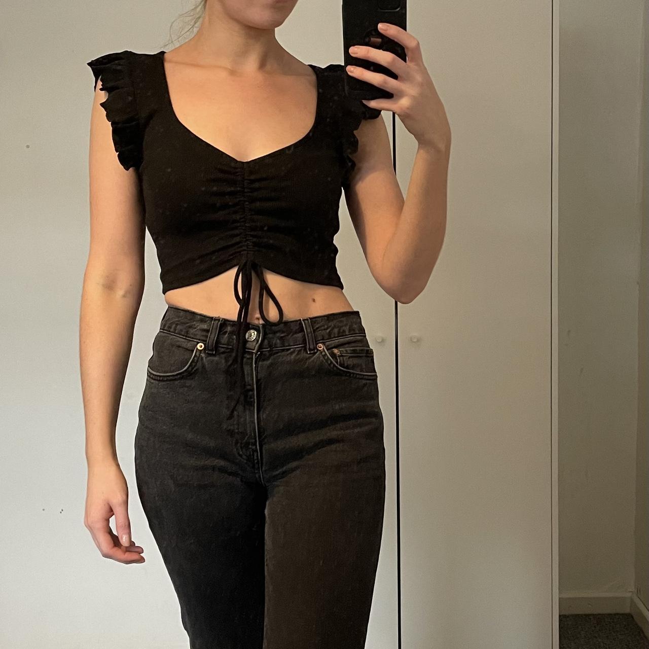 Zara black crop top. Perfect for a night out. Size... - Depop