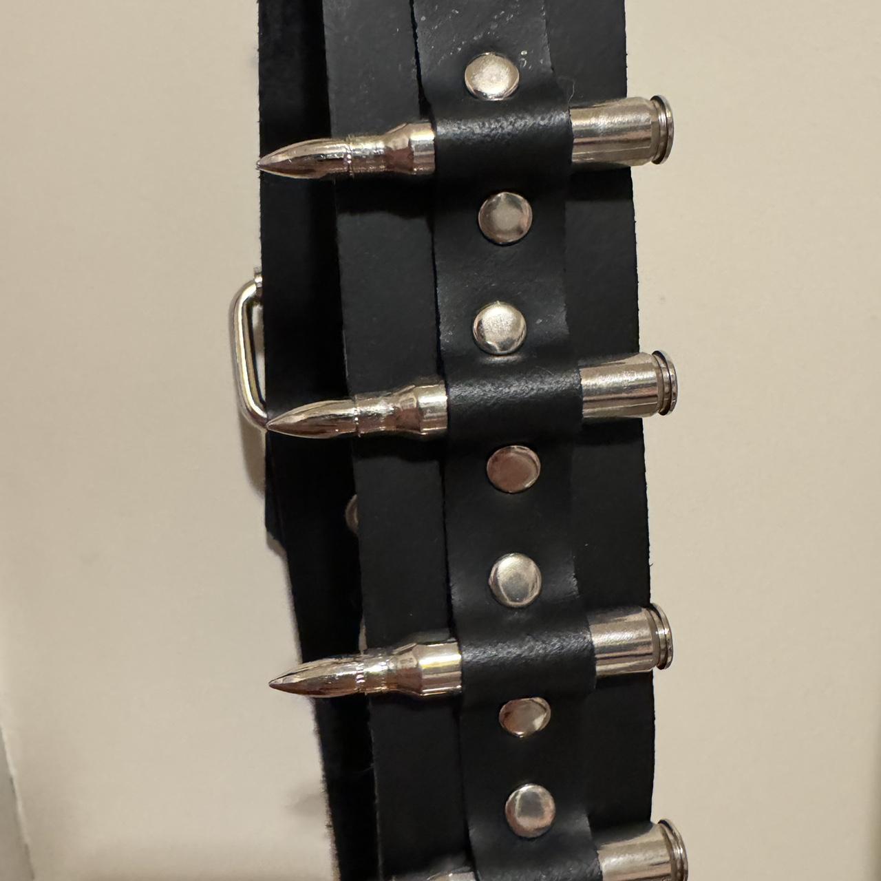 Real Bullet Belt, Genuine Leather Riveted Punk Goth... - Depop