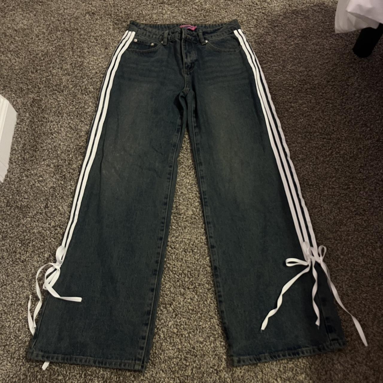 EDIKTED Washed Low Rise Ribbon Jeans #brandnew... - Depop