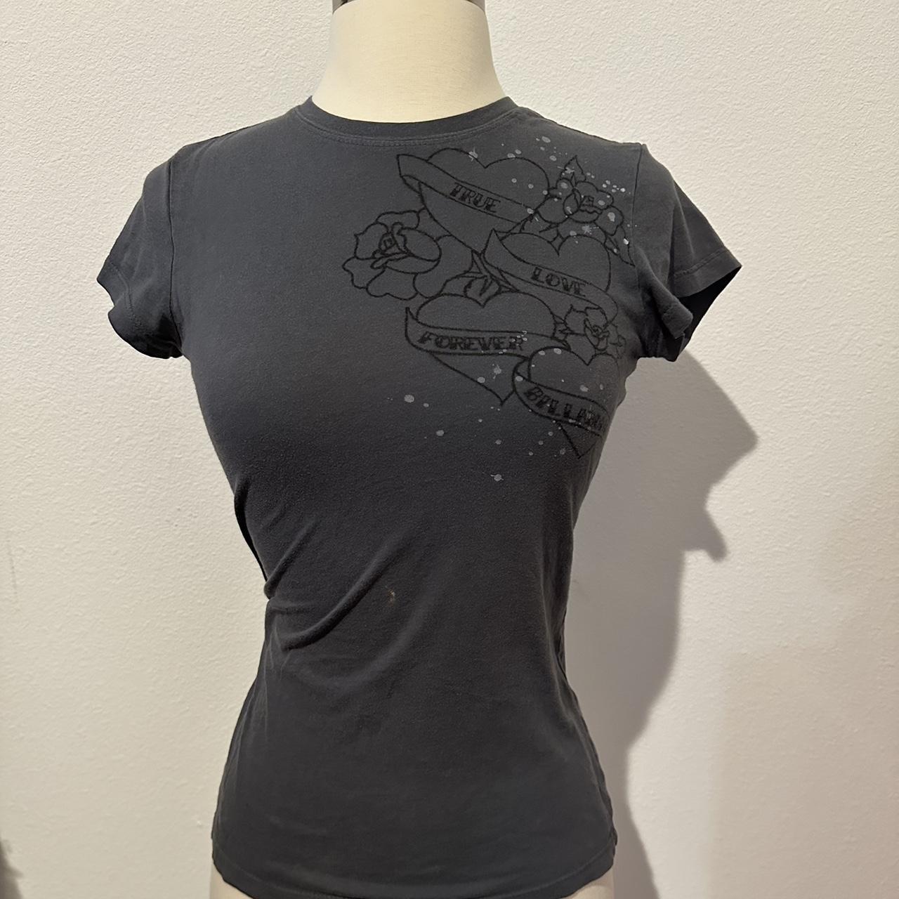 Vintage 2000s shirt 🦴 Small stain 🦴 #y2k #2000s #emo... - Depop