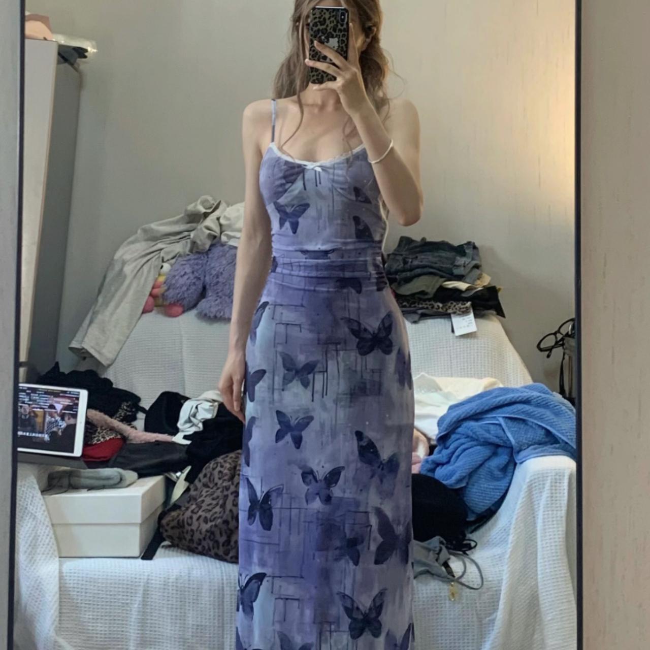 CUTE DRESS for women sheer mesh Butterfly long dress... - Depop