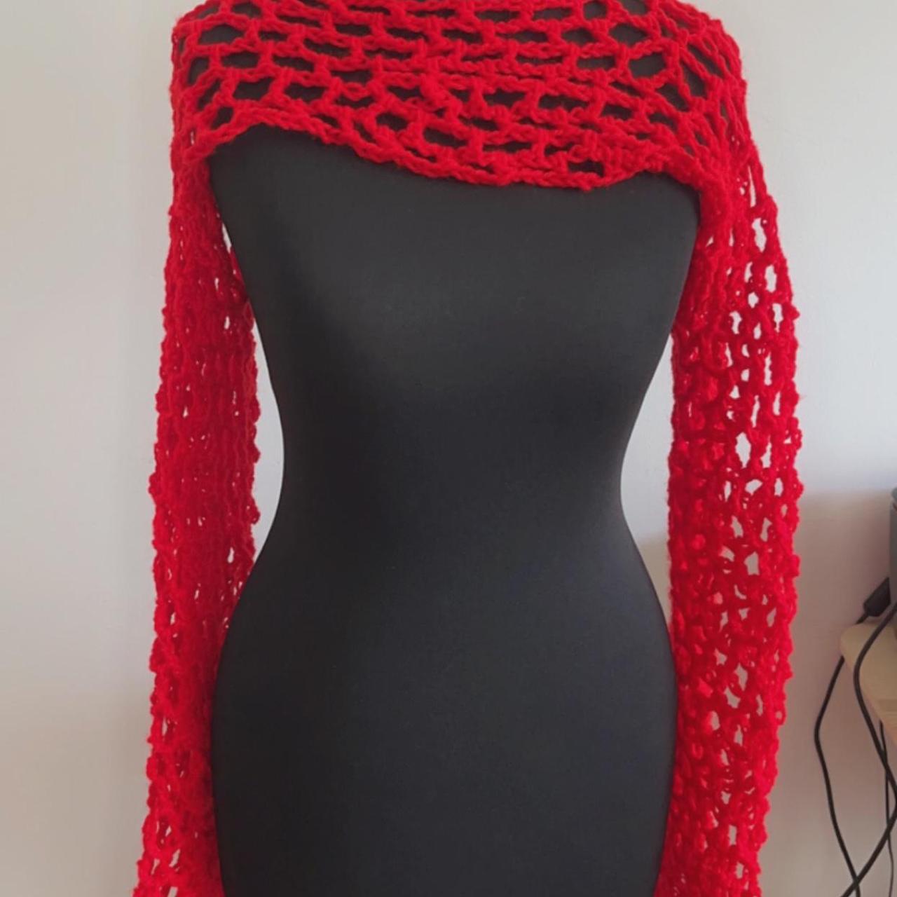 Crochet red sleeves Handmade. - Depop