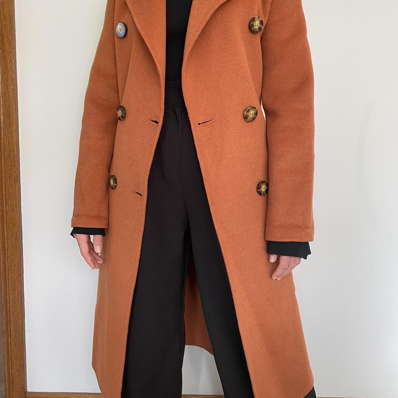 Mango Burnt Orange Wool Coat No defects - selling... - Depop