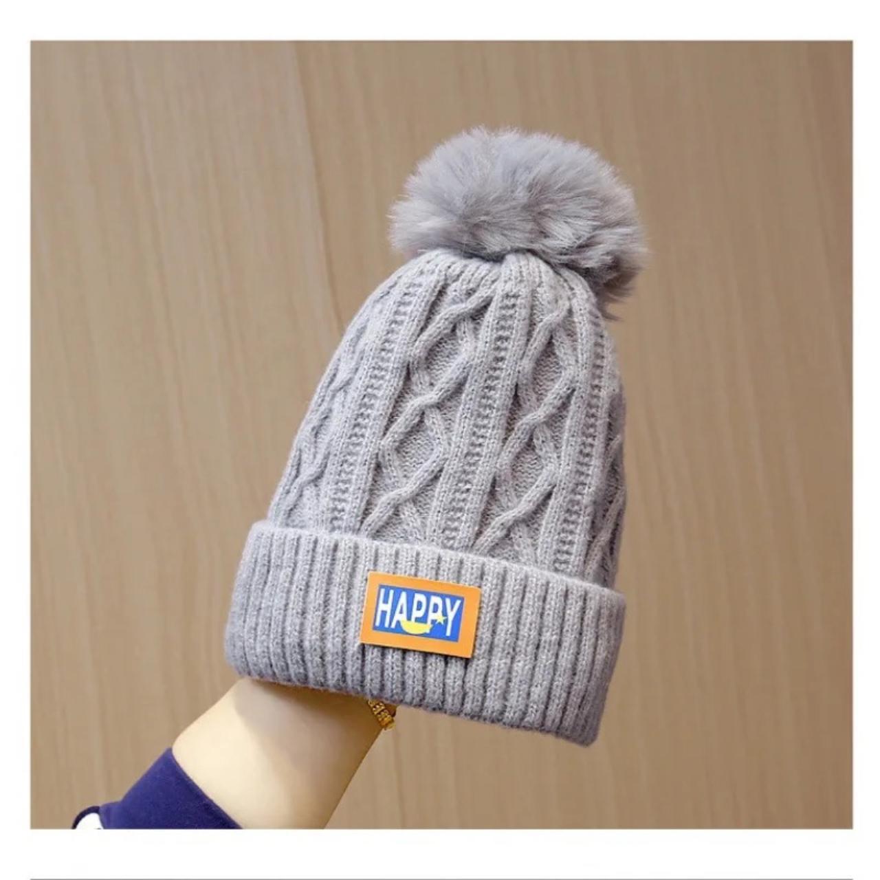 Knitted grey winter hat Suitable for teenagers and... - Depop