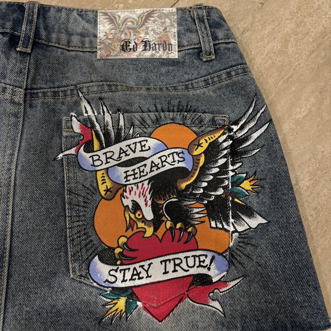 ED HARDY, Deadstock Brave Hearts Stay True Skirt XL - Depop