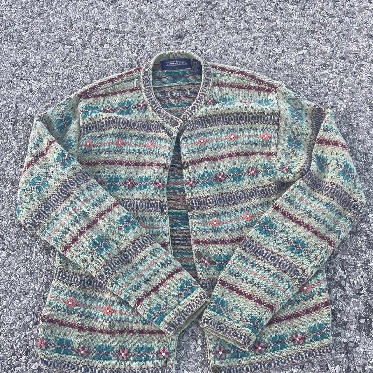 Cottage core button up sweater, size large Great... - Depop