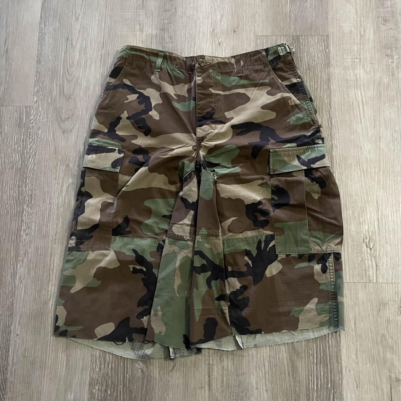 Custom Made Super Baggy Flared Camo Jorts (tagged... - Depop