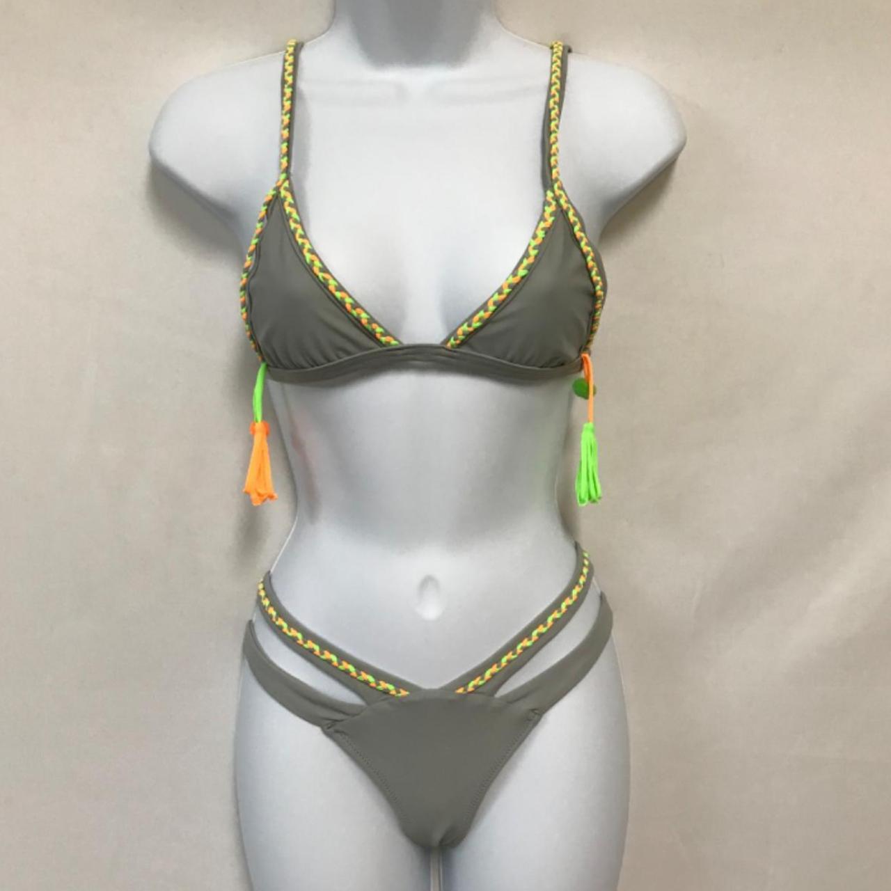 Grey Tiny Two Piece Bikini Swimsuit Two piece... - Depop