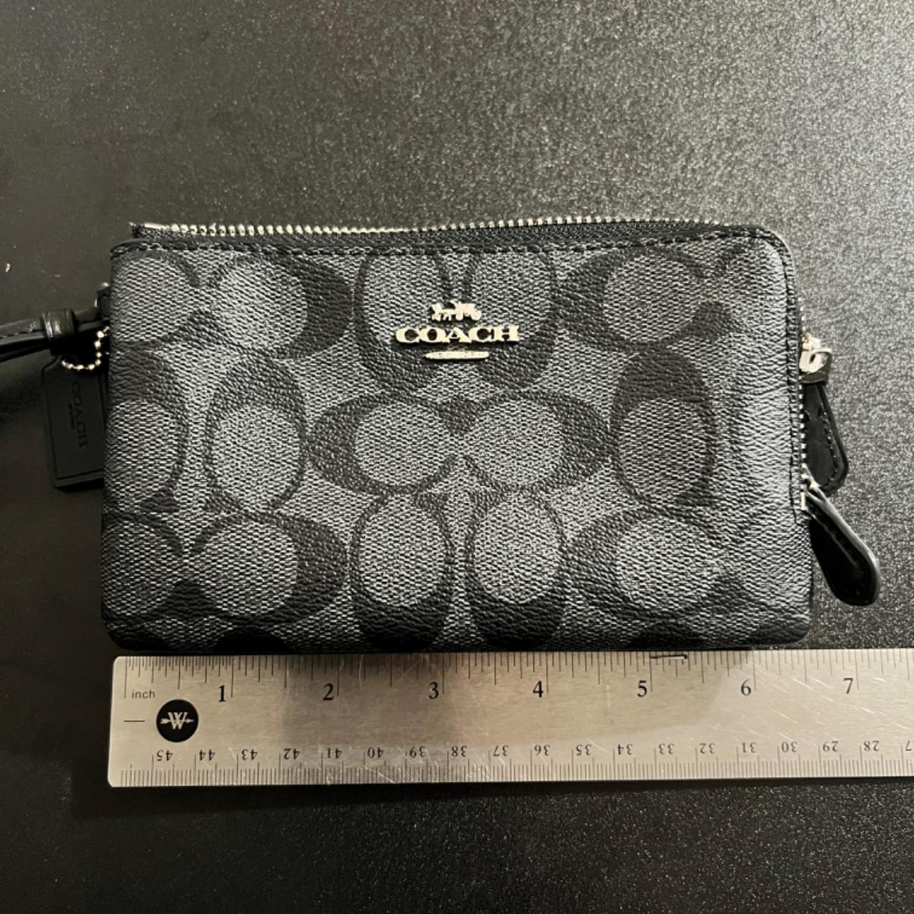 COACH Charcoal/Smoke gray Coach wallet double... - Depop