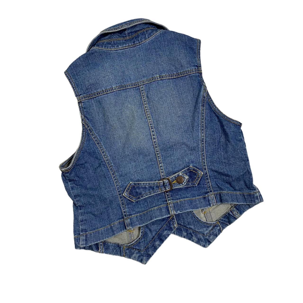 Denim vest top vintage fitted dark wash button... - Depop