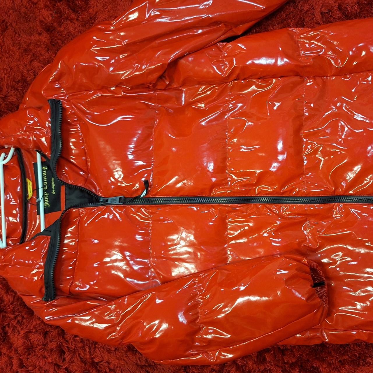 Red Juicy couture patent leather puffer jacket Size... | Depop