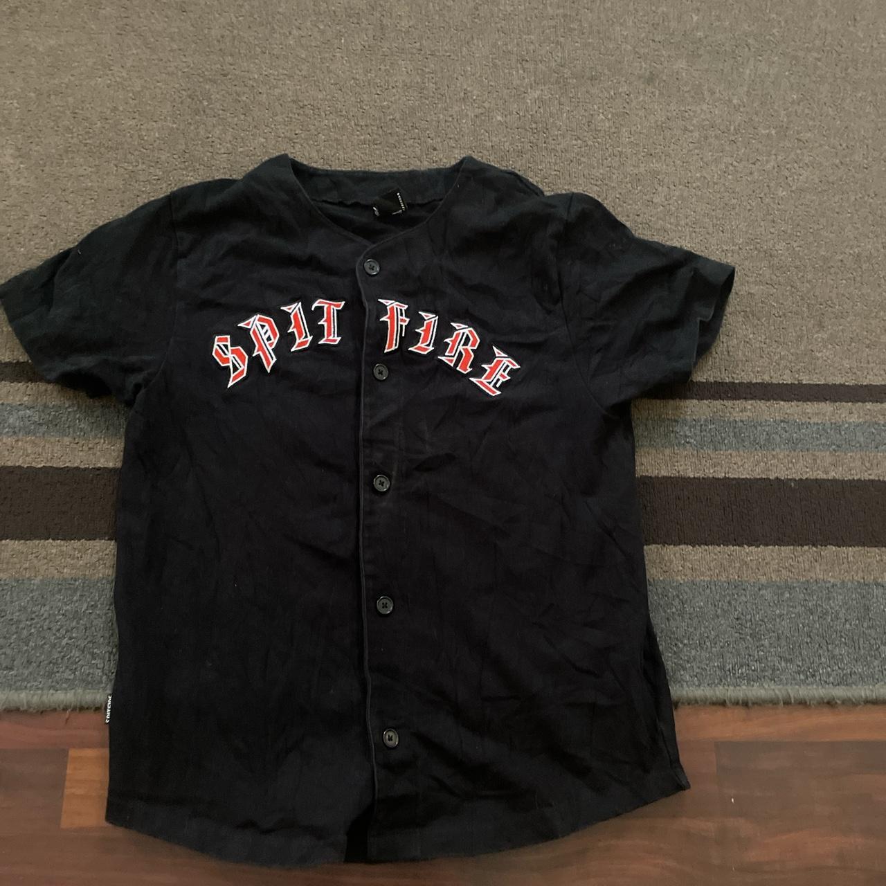 Size M fire spit shirt rlly cool button up shirt - Depop