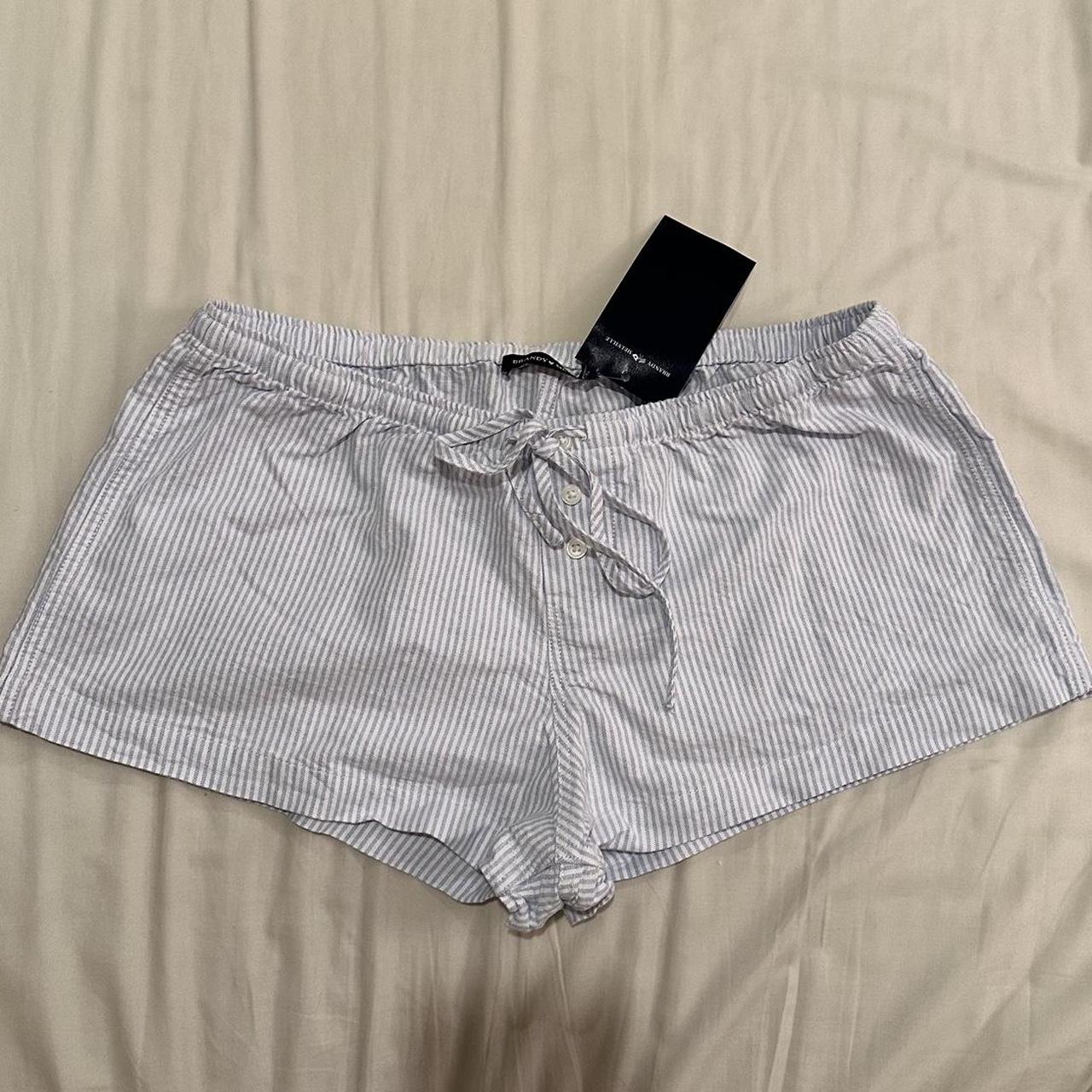 Brandy Melville Kiera Tie Striped Boxer Shorts - Depop