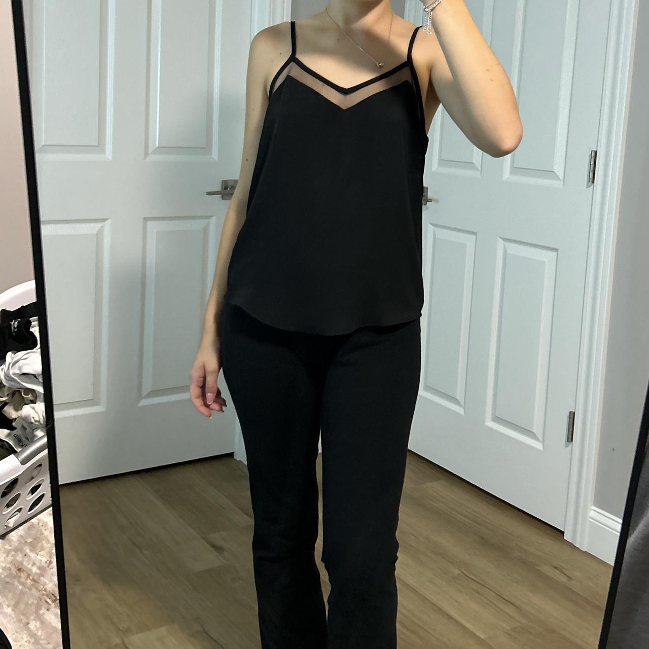 Black mesh tank top with adjustable straps #mesh... - Depop