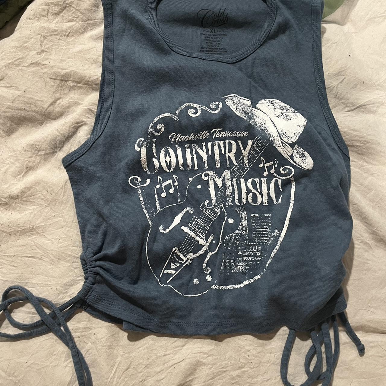 Cold crush country music gray ruched tank top Size... - Depop