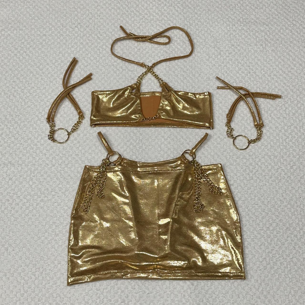 Gold custom Euphoric Rave Wear Athena set. Includes... - Depop
