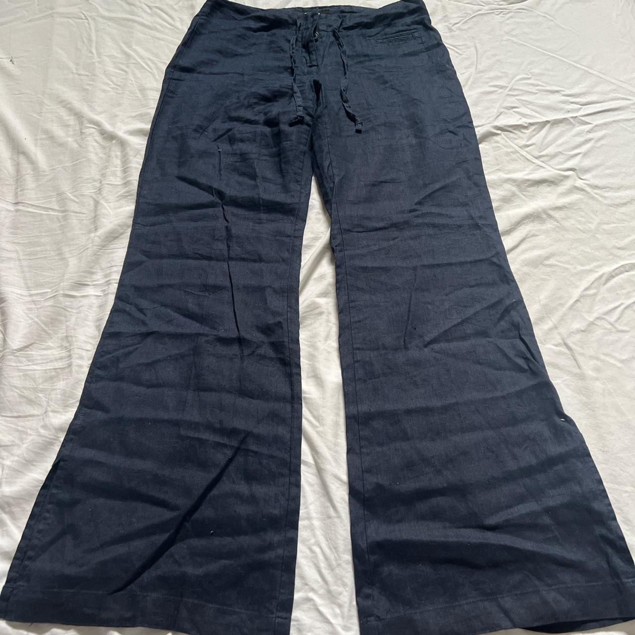 Vintage low rise linen flare pants from Express,... - Depop