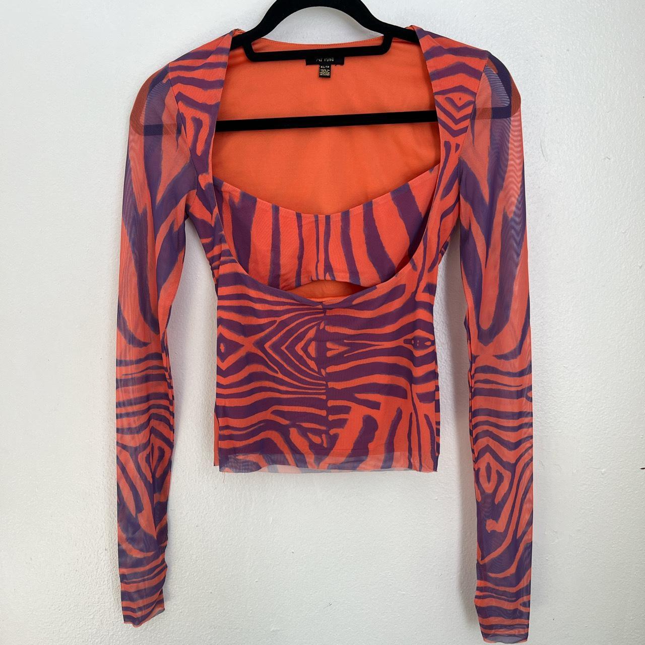 AFRM Noreen Top in Orange Zebra Lightly used XS - Depop