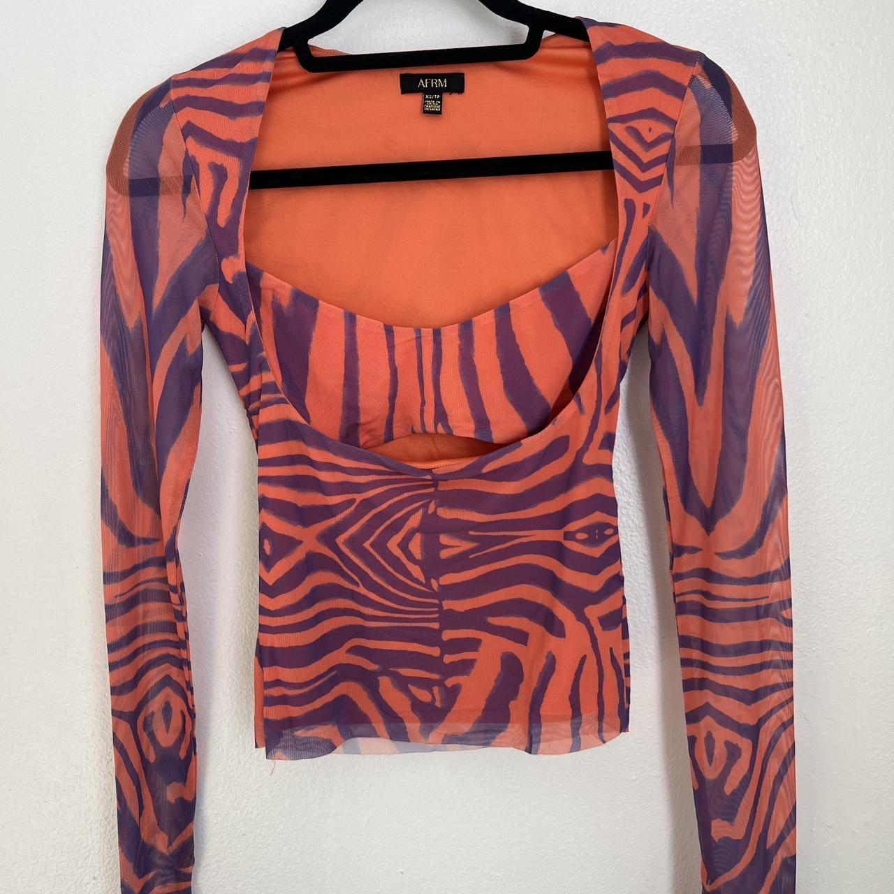 AFRM Noreen Top in Orange Zebra Lightly used XS - Depop