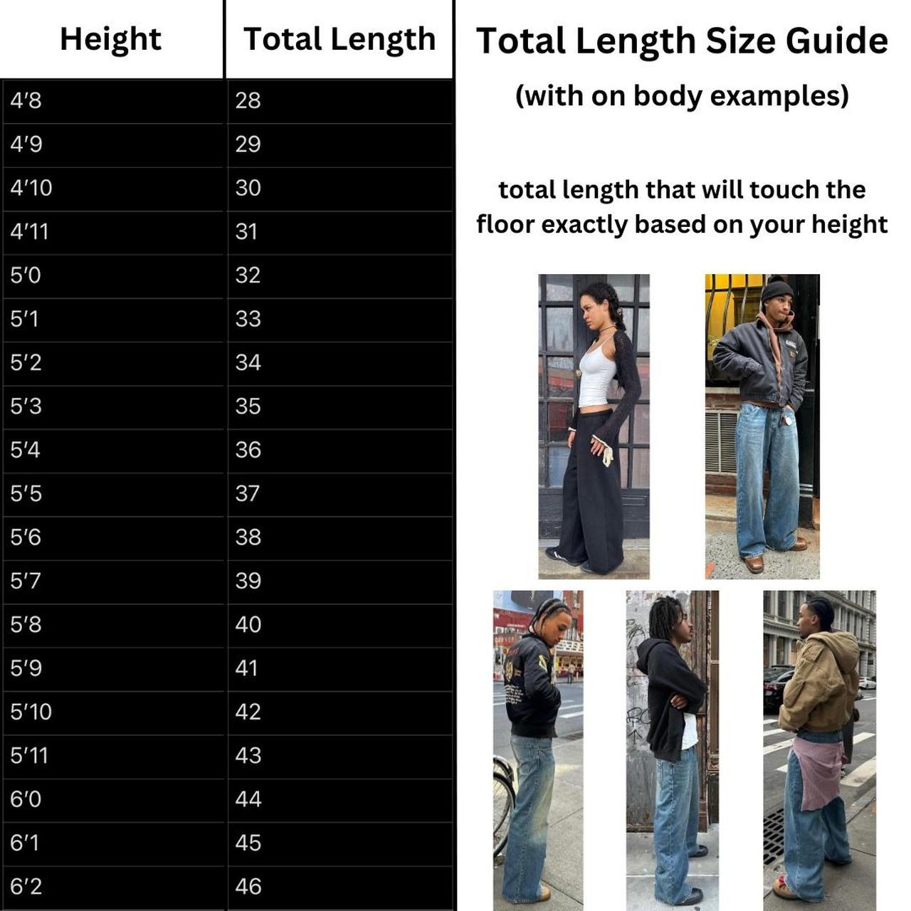 🍁 TOTAL LENGTH SIZE GUIDE 🍁 If your 5’9 a total... - Depop
