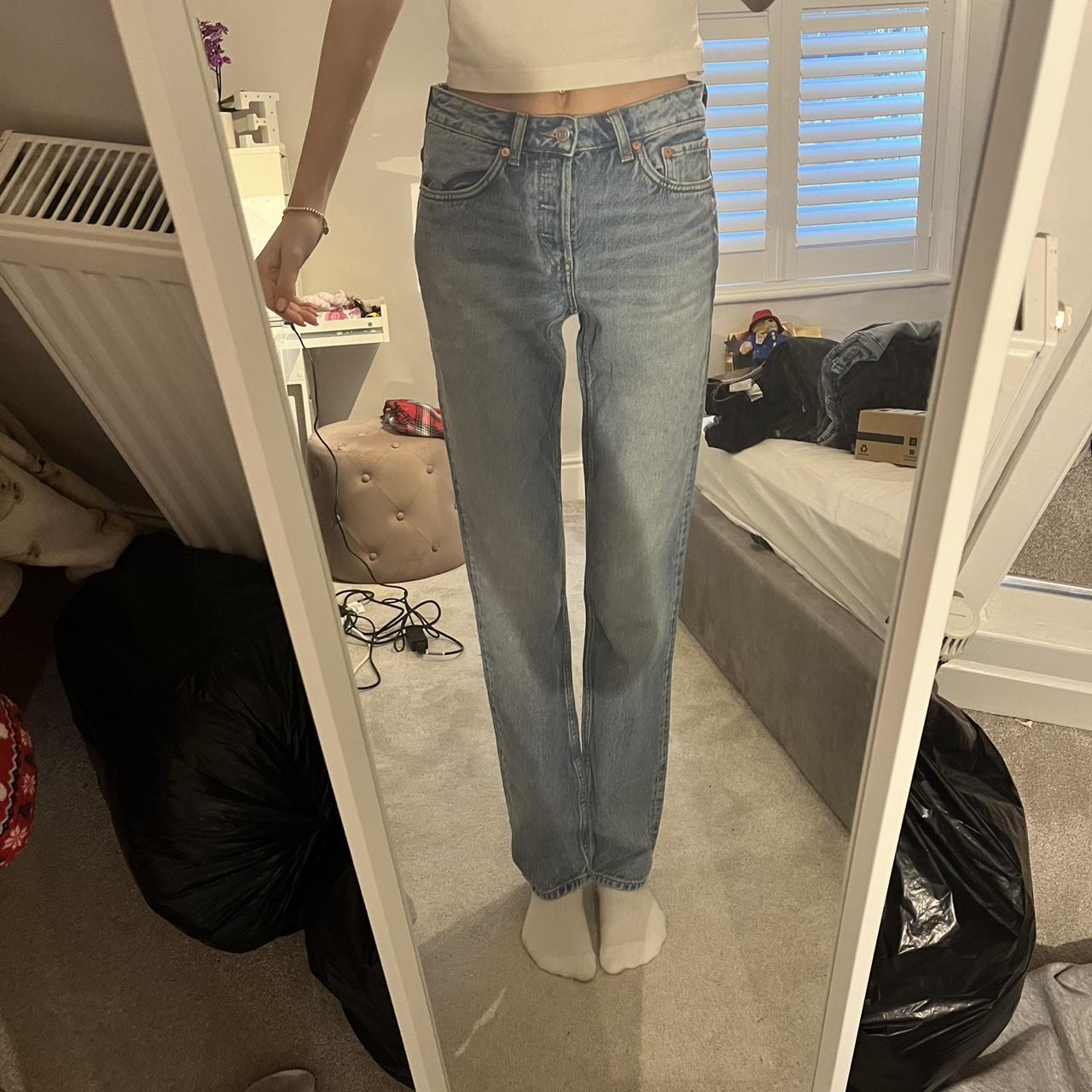Blue straight leg jeans, weekday PIN jeans, never... | Depop