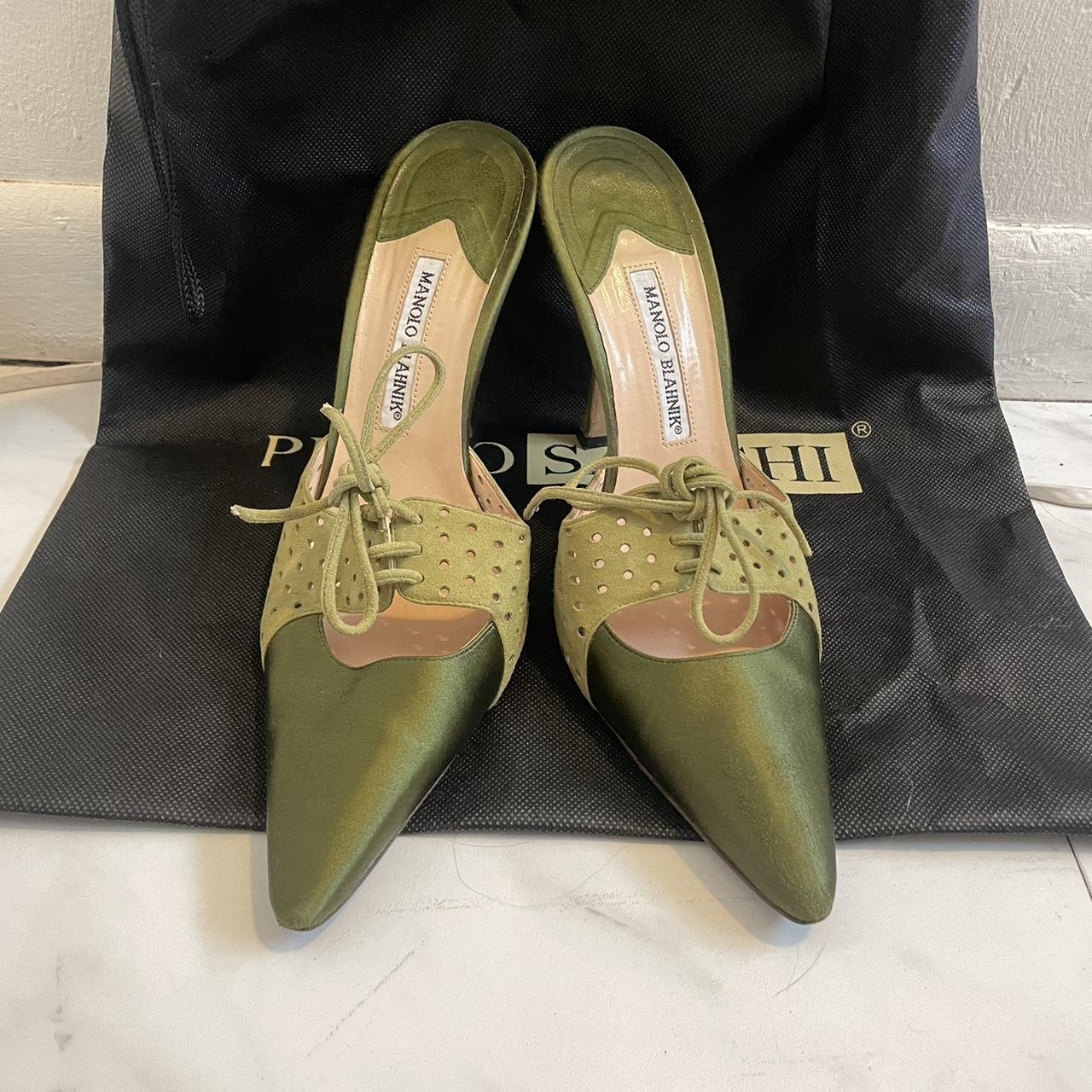 Manolo Blahnik green authentic heels #fashion... - Depop
