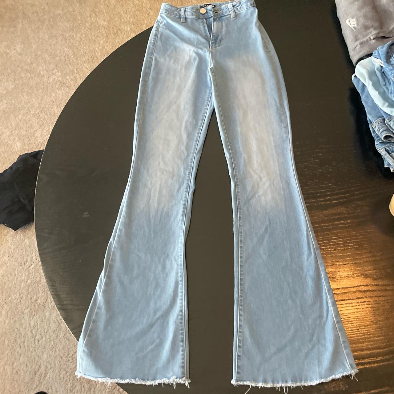 light blue bell bottoms. super stretchy and... - Depop