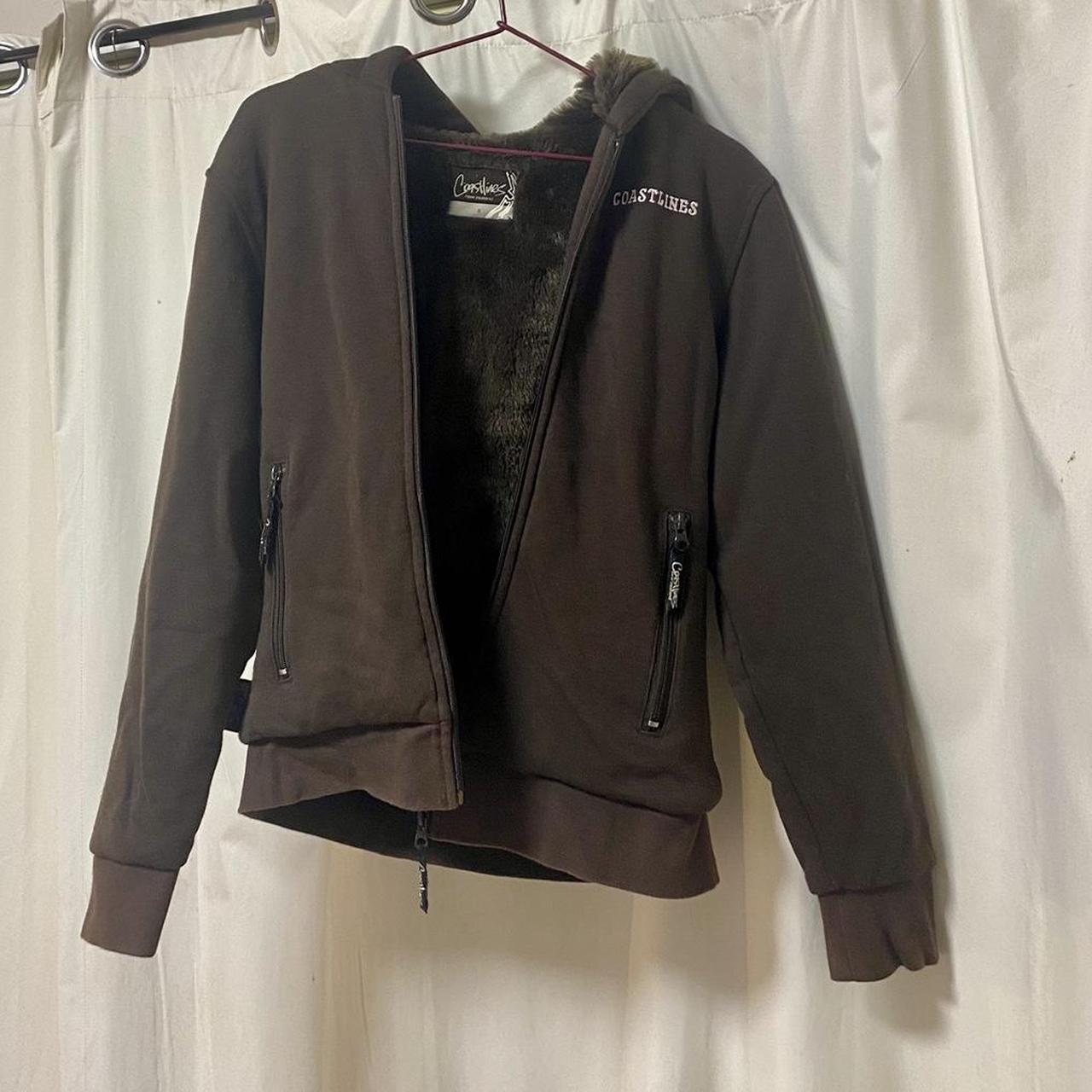 brown hoodie with fluffy lining from coastlines new... - Depop