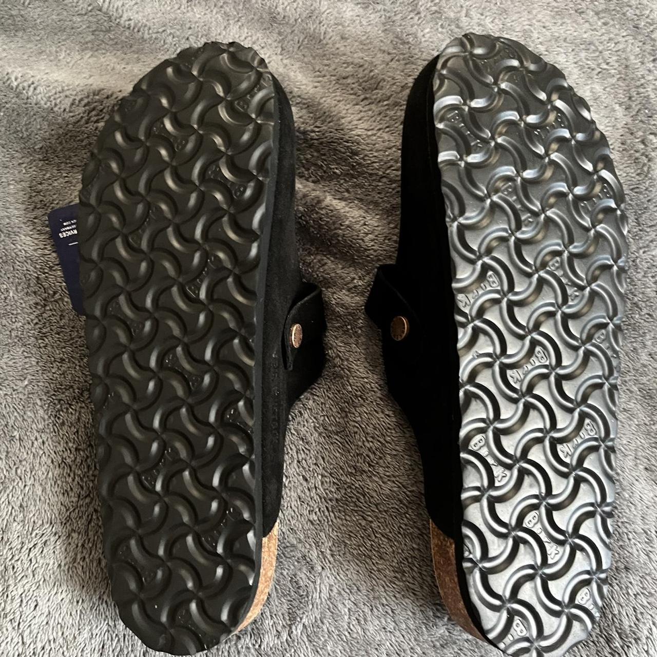 Black Suede Leather Boston Soft Footbed Birkenstock... - Depop