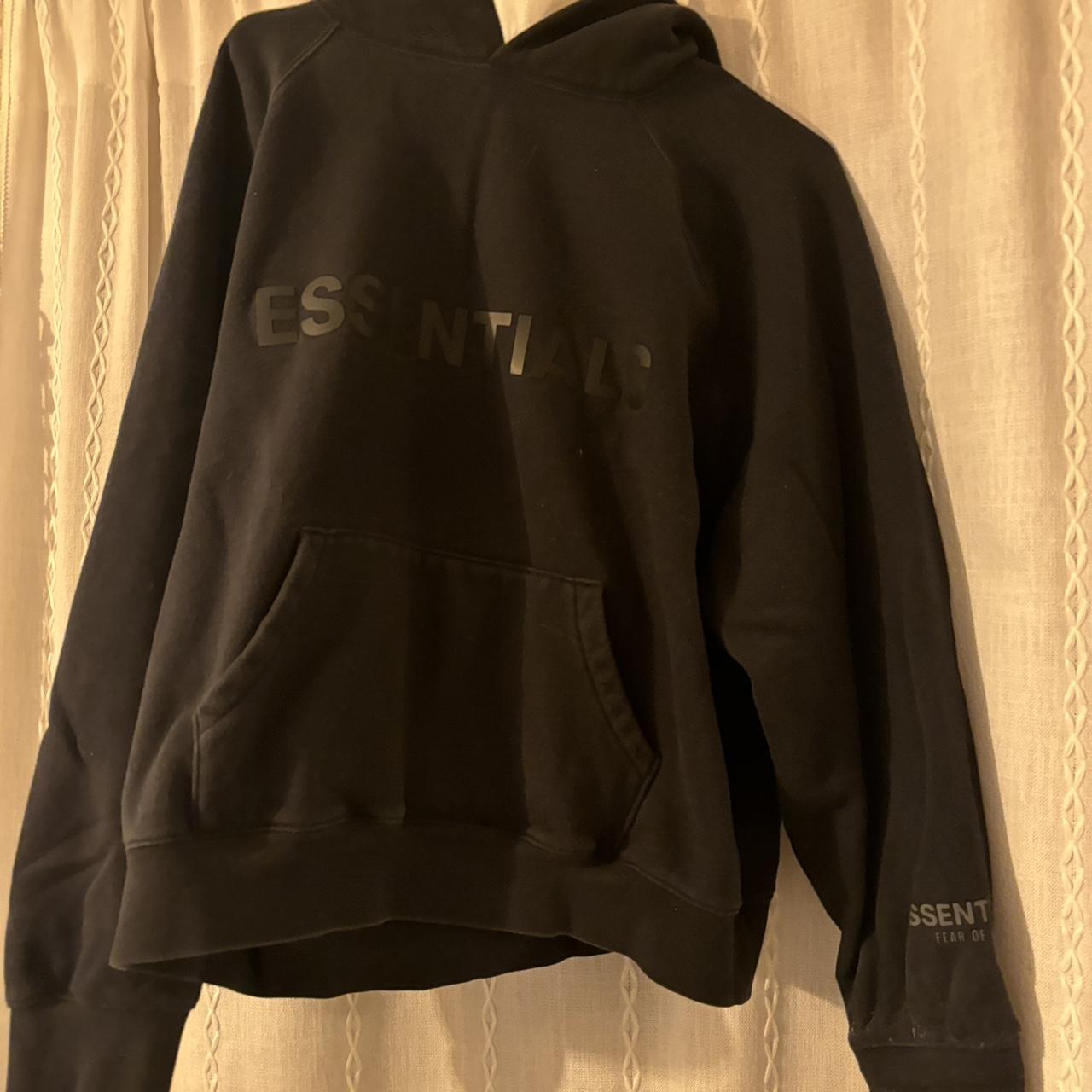black essentials hoodie (runs a little baggie) - Depop