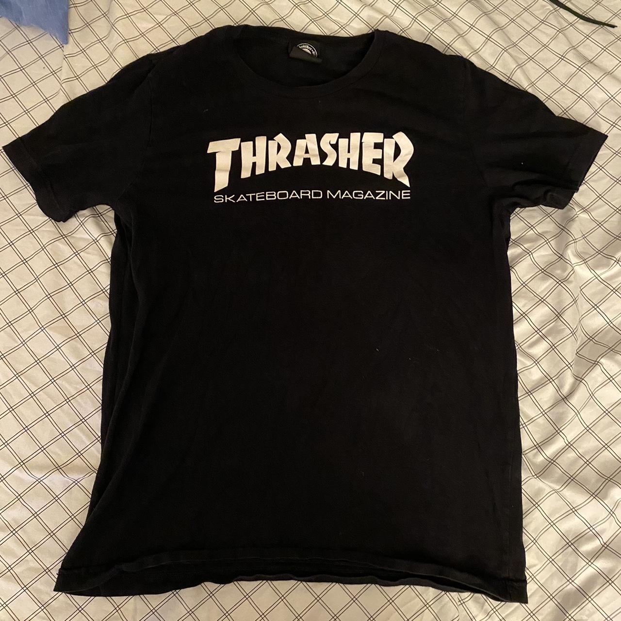 Black thrasher shirt size large. Worn a few times... - Depop