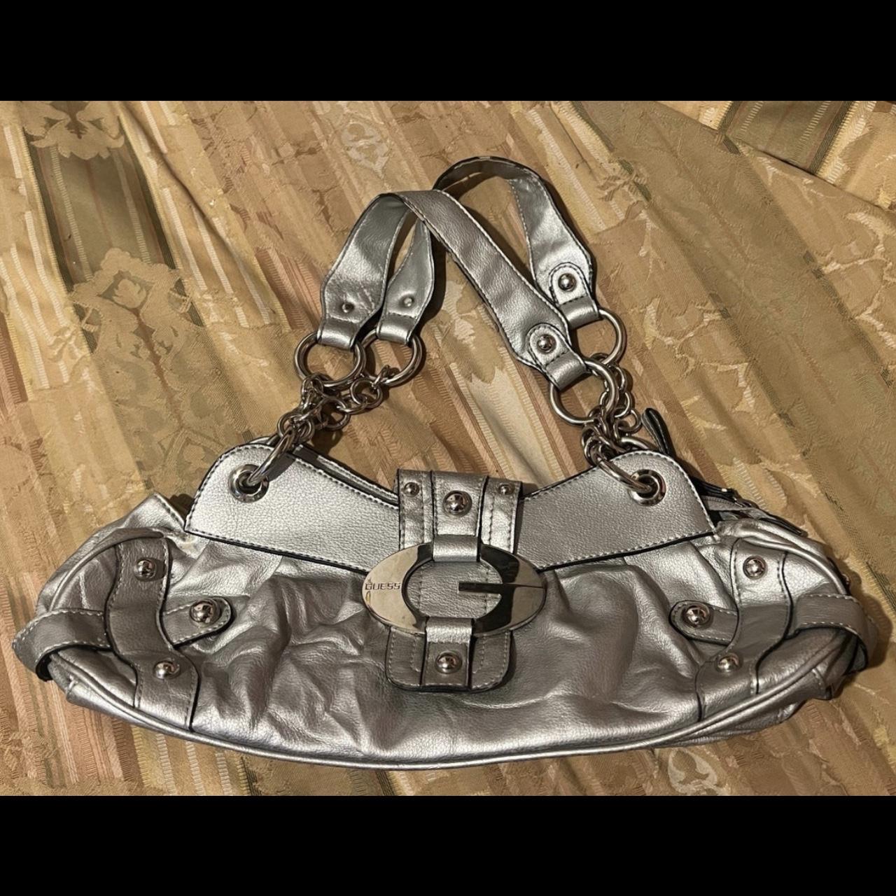 Vintage Silver Guess Bag Guess bag has some flaws... - Depop
