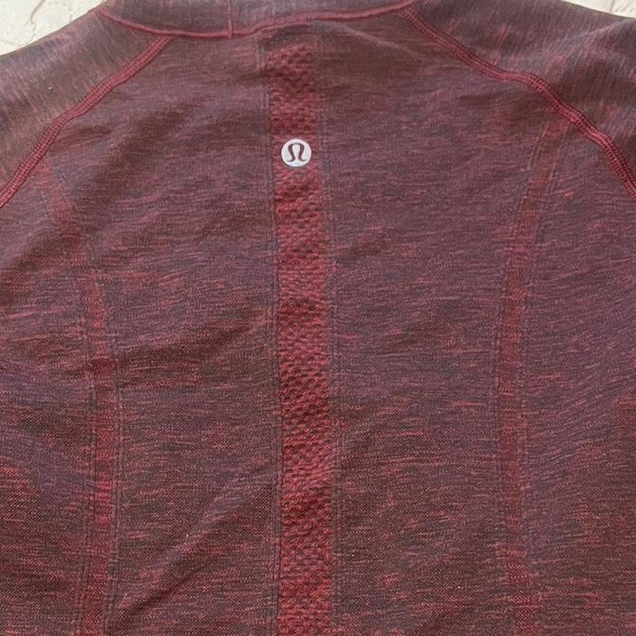 Lululemon red and burgundy long sleeve top Size 6 - Depop