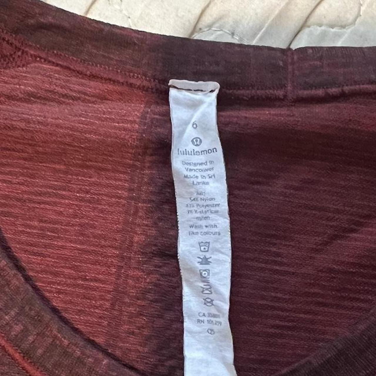 Lululemon red and burgundy long sleeve top Size 6 - Depop