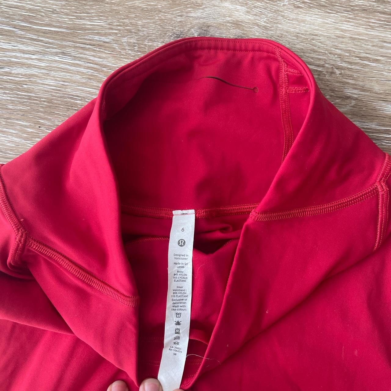 Bright red lululemon cropped ankle leggings, tag... - Depop