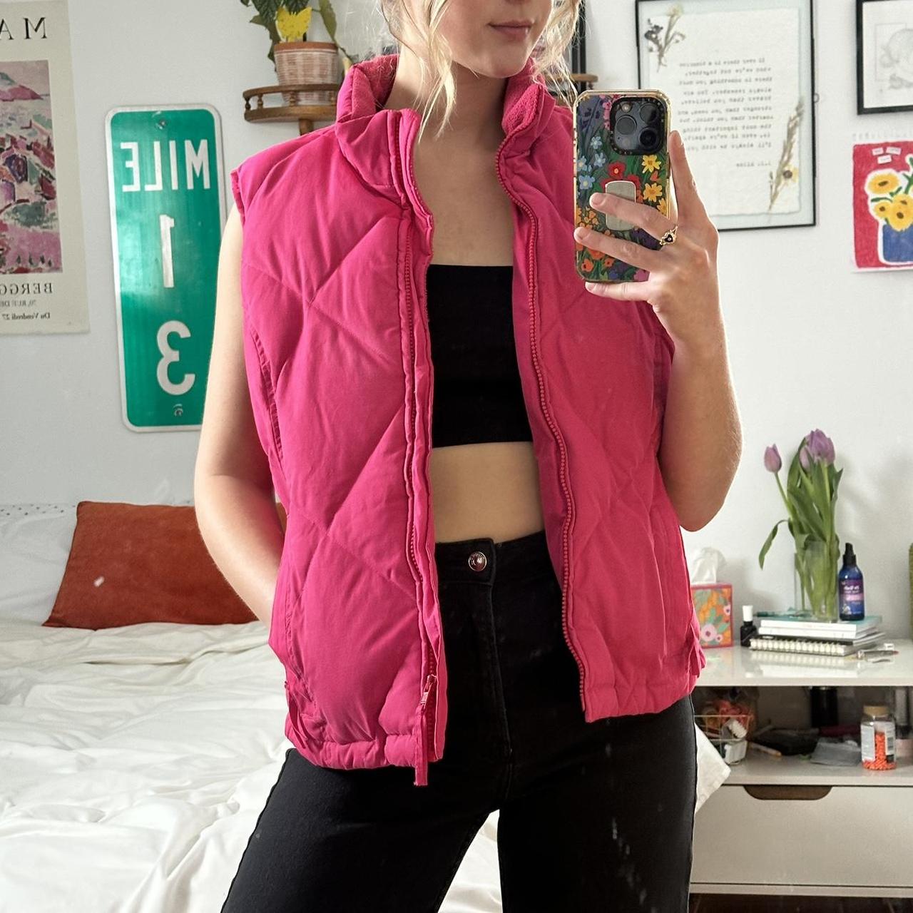 Vintage hot pink puffer vest • twenty x by wrangler... - Depop