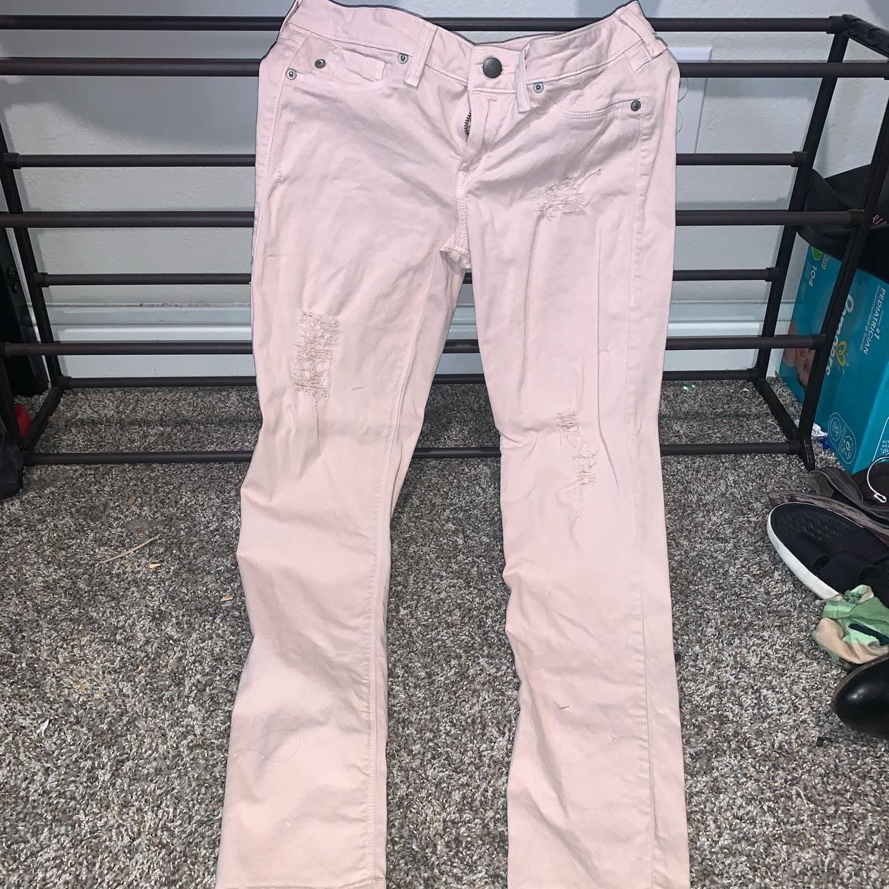 Baby Pink ripped Skinny jeans - Depop