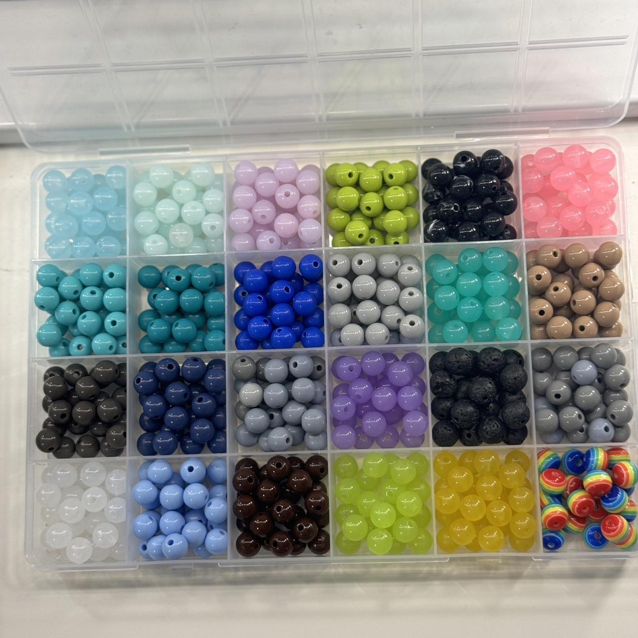 •8mm acrylic Bead Set •Multi-coloured bead set for... - Depop