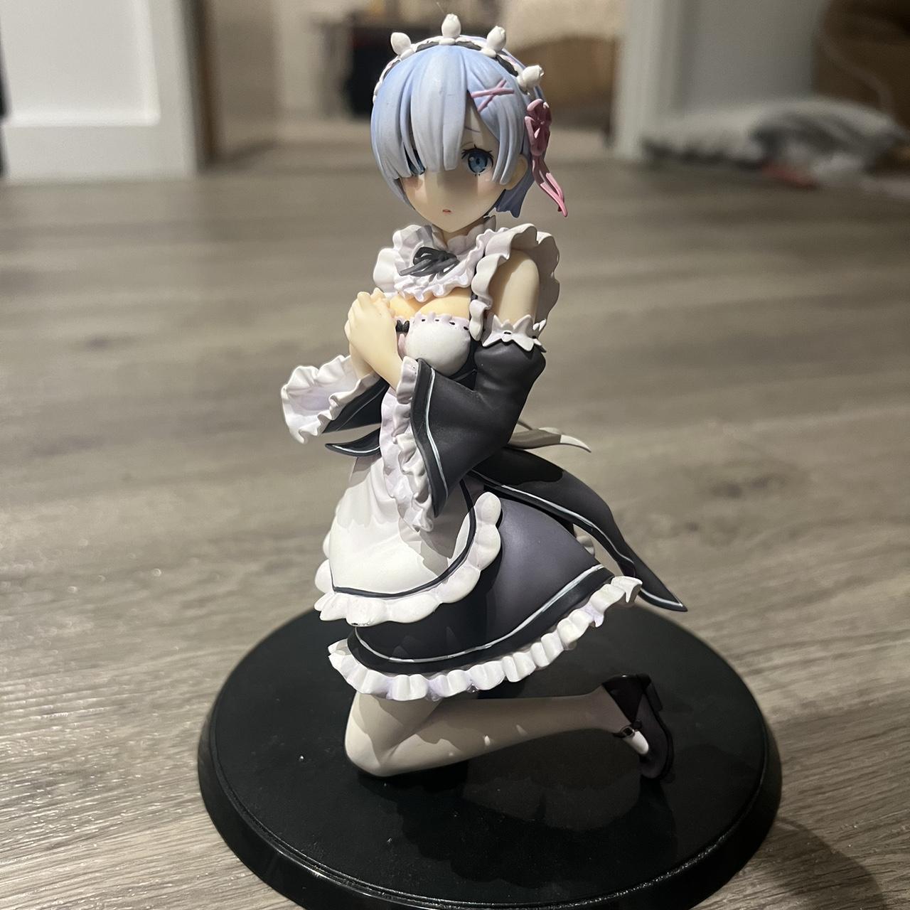 Rem ReZero anime figure The black stand has few... - Depop