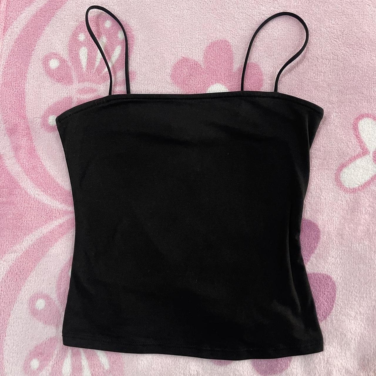Windsor Black Spaghetti Strap Tank Top - Size: S ... - Depop
