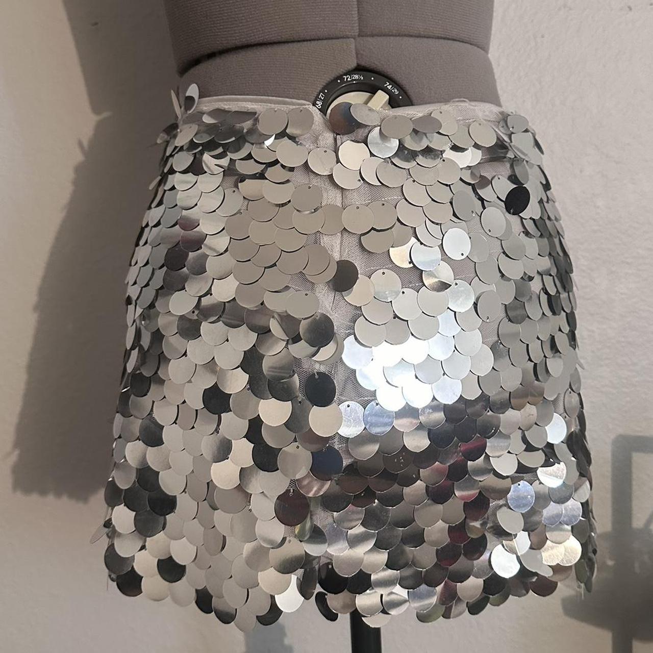 Mini skirt Fun metallic silver skirt Zips in the... - Depop