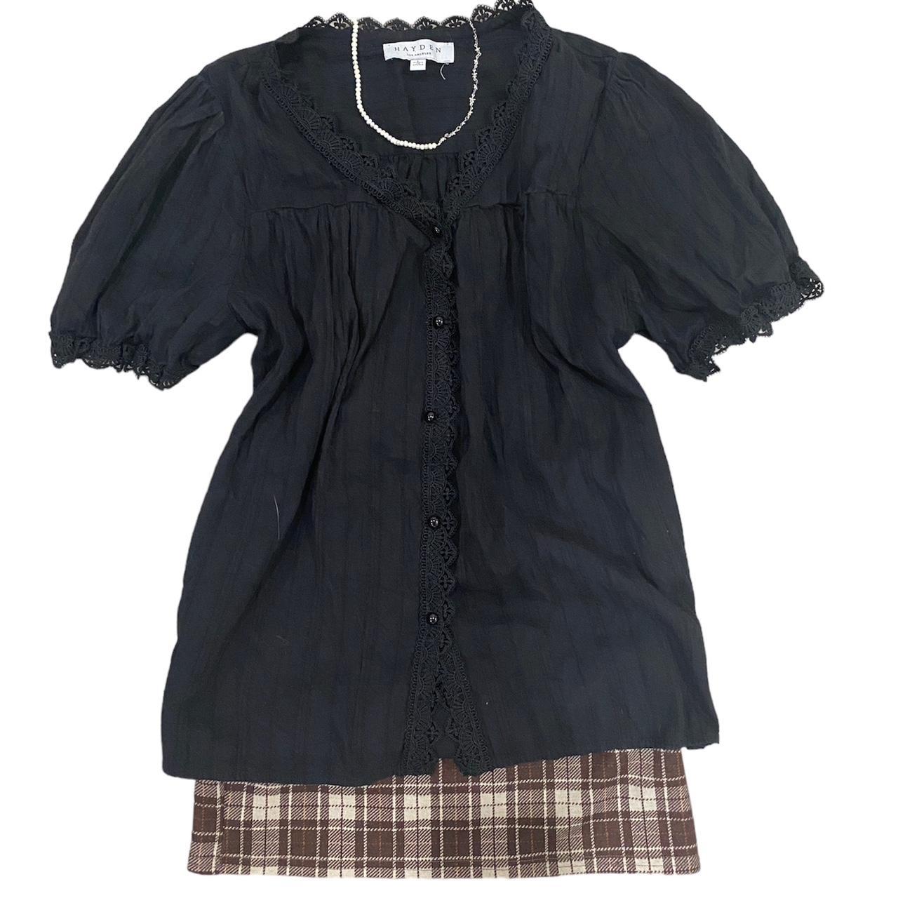 Black lacy horror game protagonist blouse brand:... - Depop