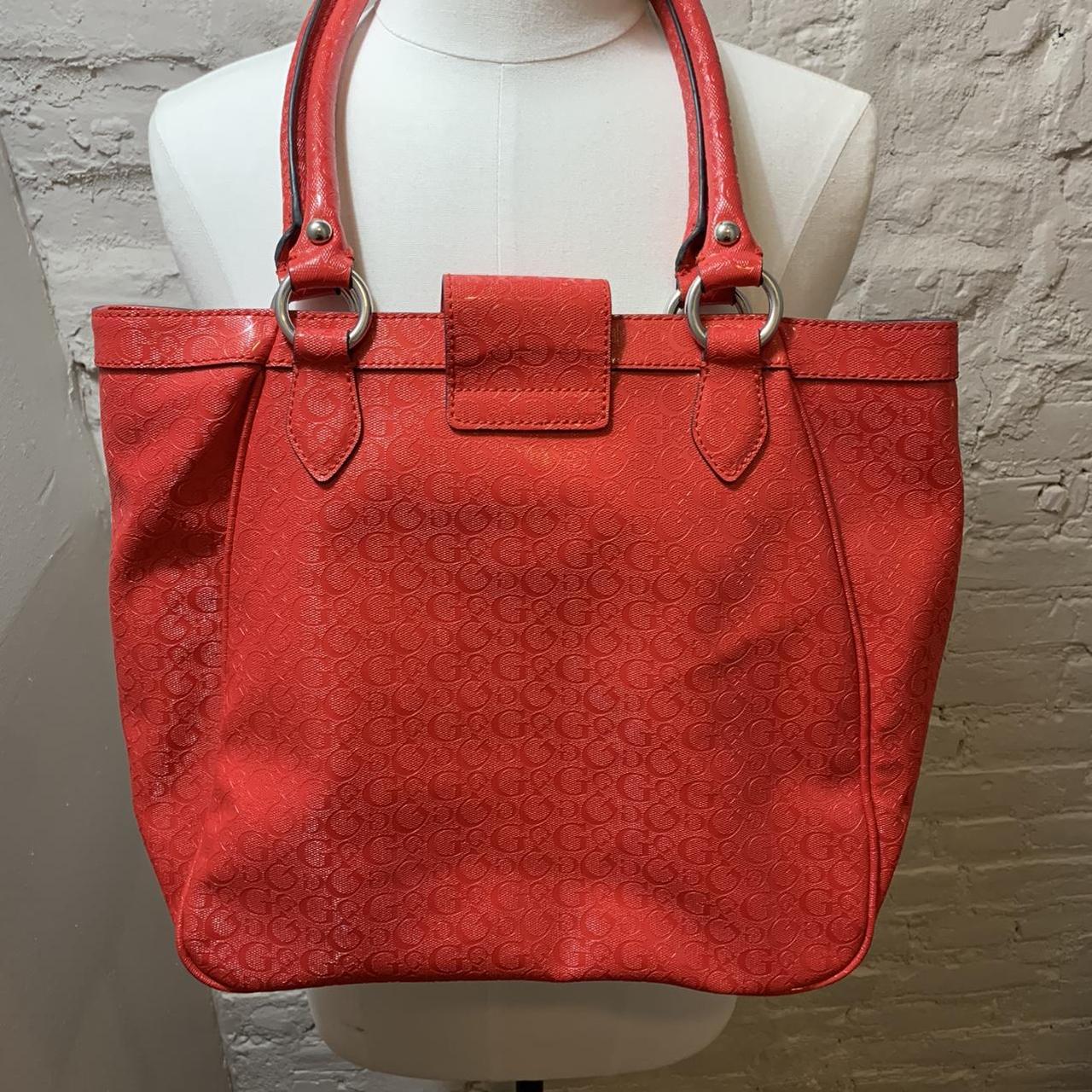 Cherry Red Guess Patent Leather Handbag With Cheetah Depop