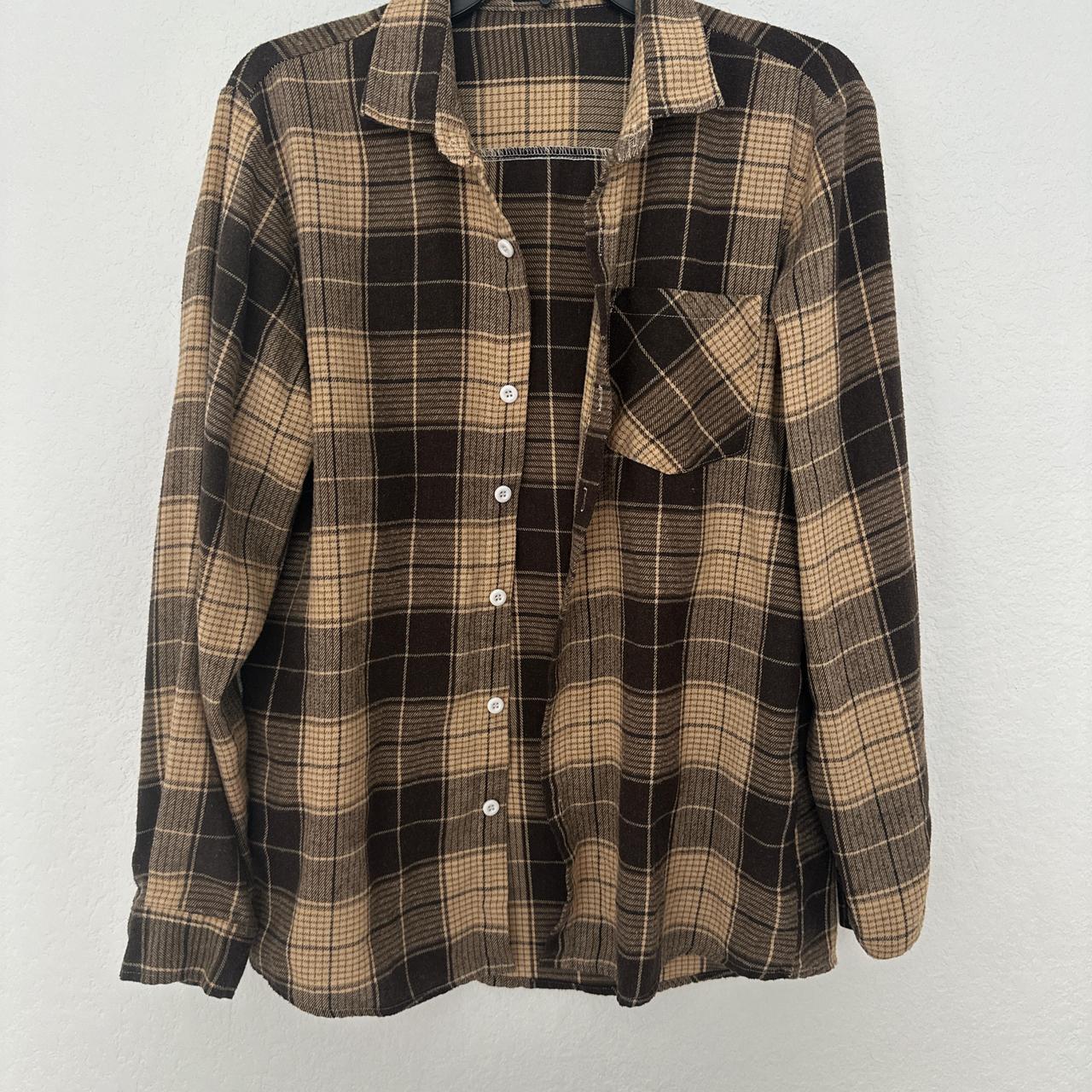 Brown/ tan flannel Size: M - Depop