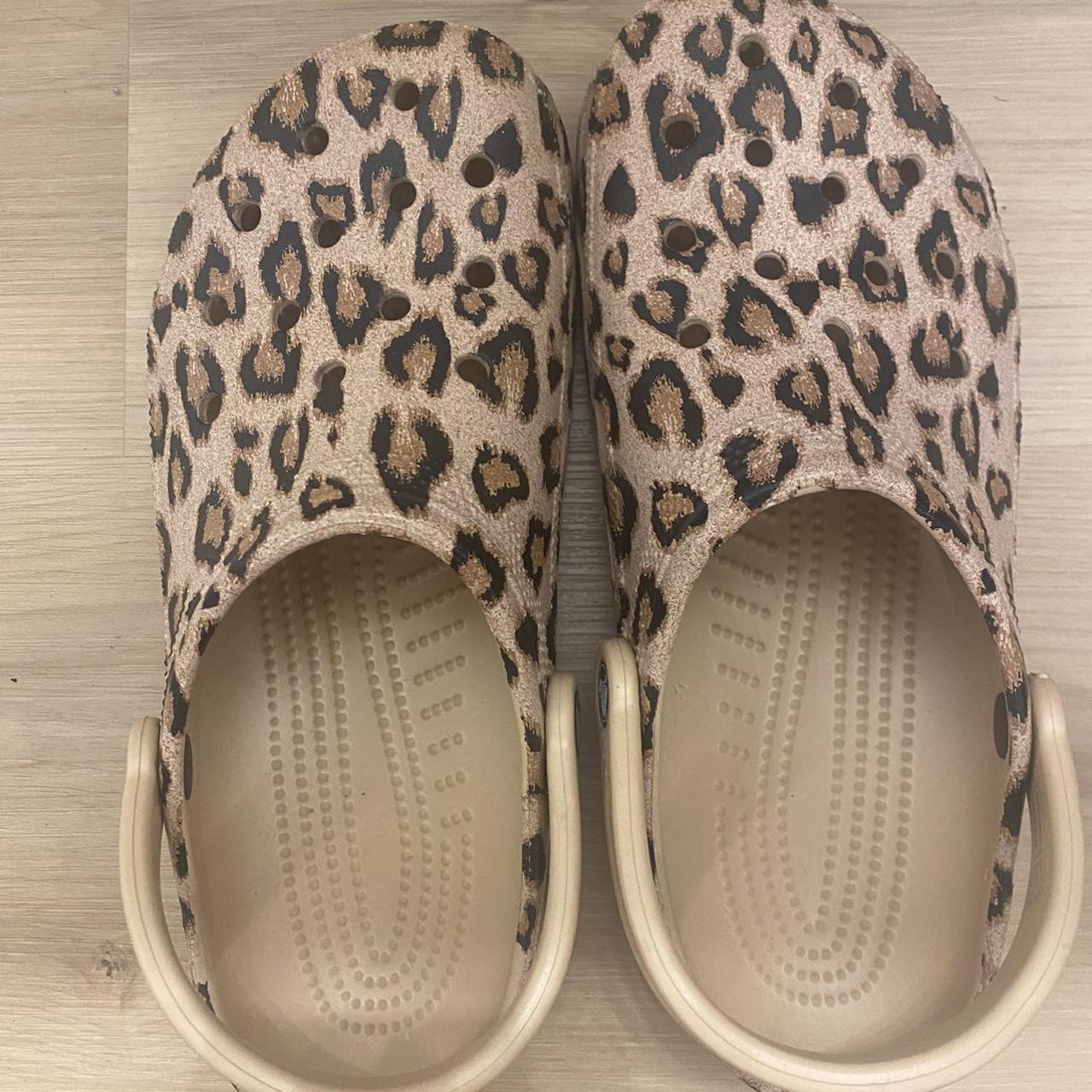Worn around 5 times! Really cute cheetah crocs!!... - Depop