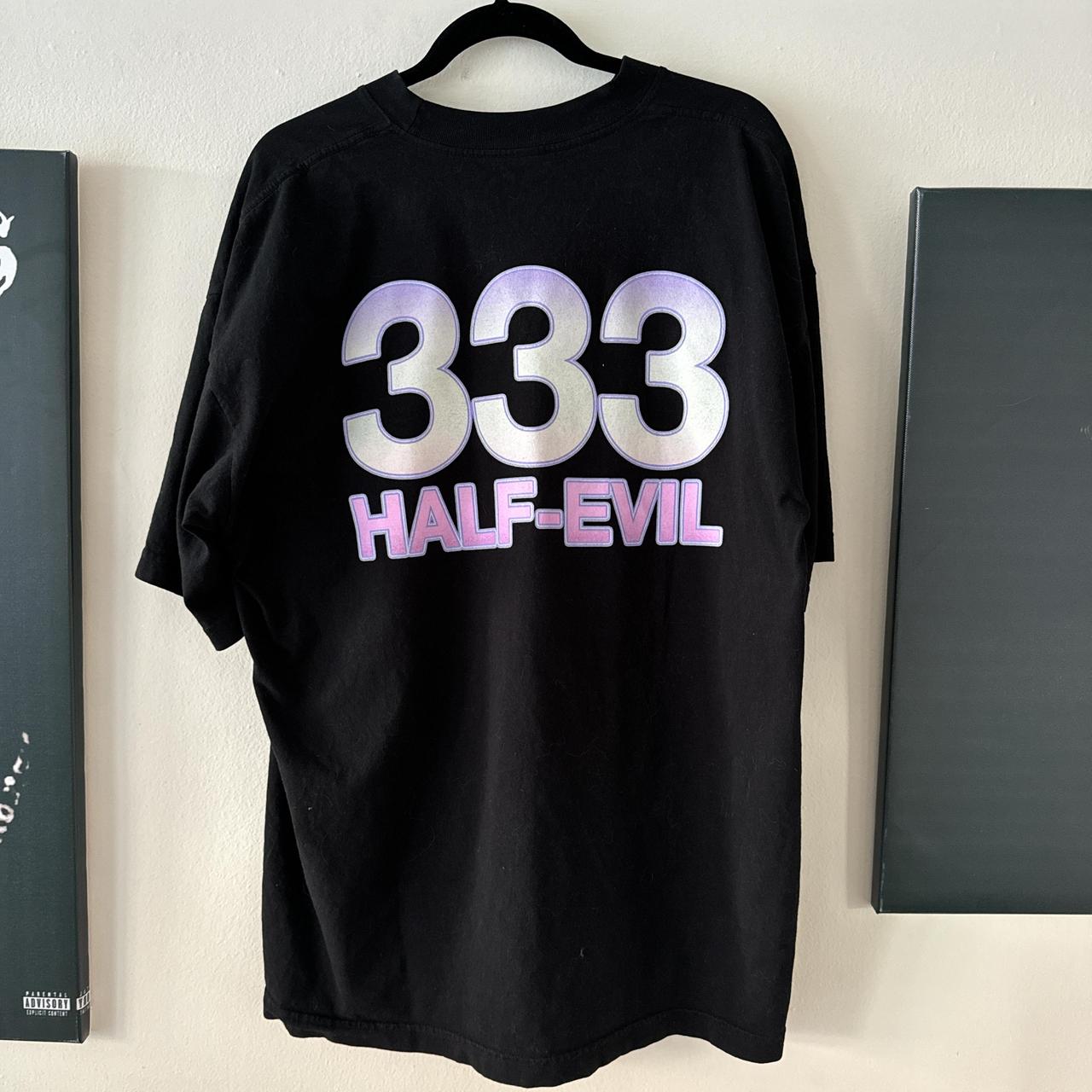 Half evil 333 logo t purple and black. | Depop