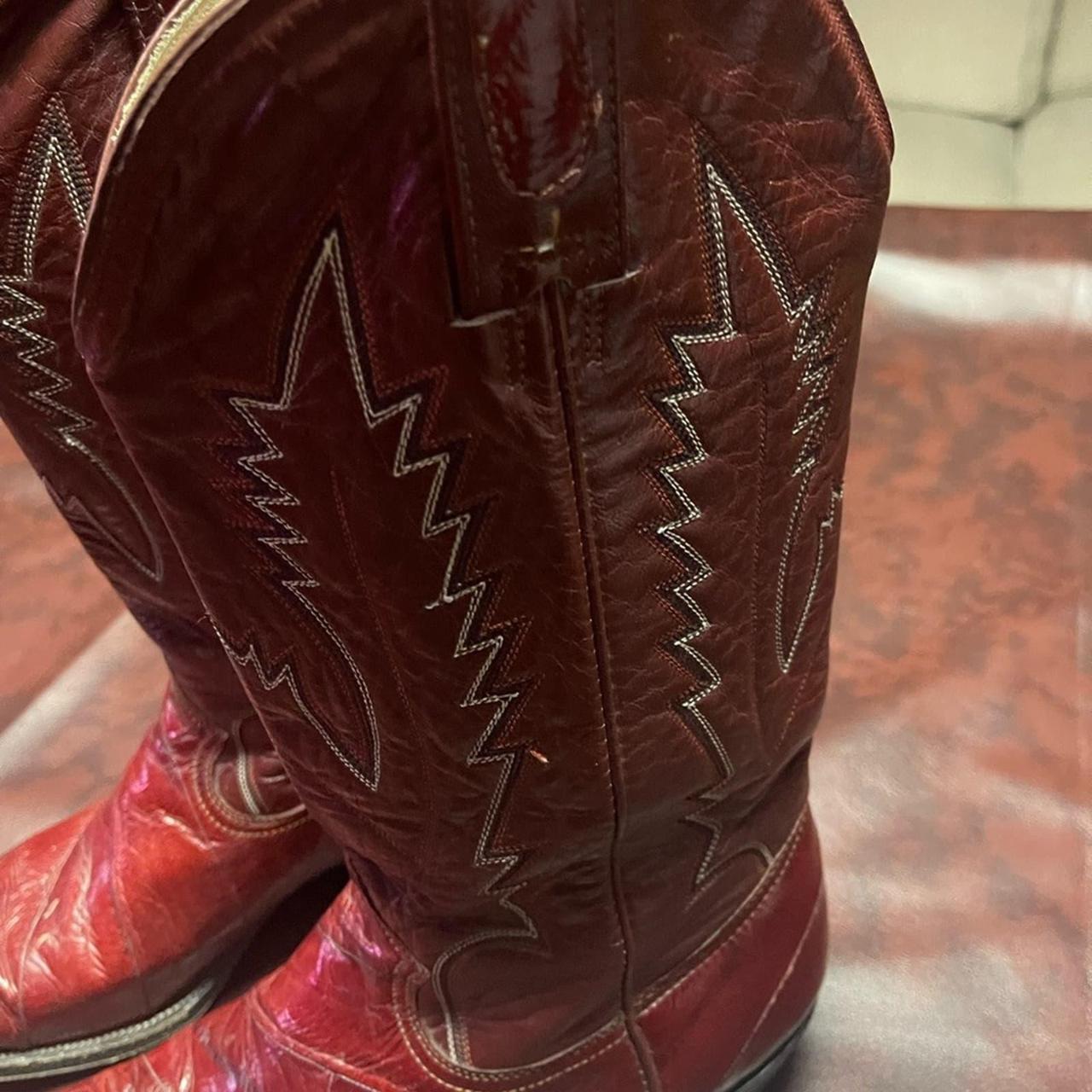Montana cowboy boots Wine color Eel skin Size 9 1/2 - Depop